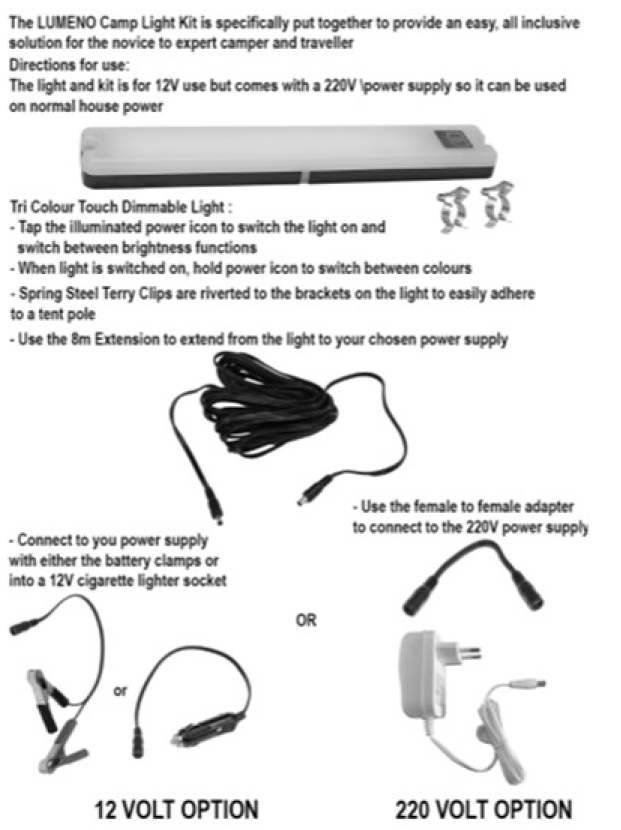 Lumeno Camp Light Kit – Pretoria Caravans & Outdoor
